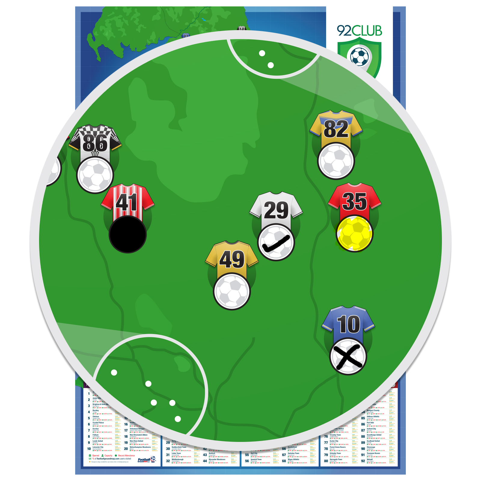 92 Club Football Stadium Poster - 92Club.co.uk